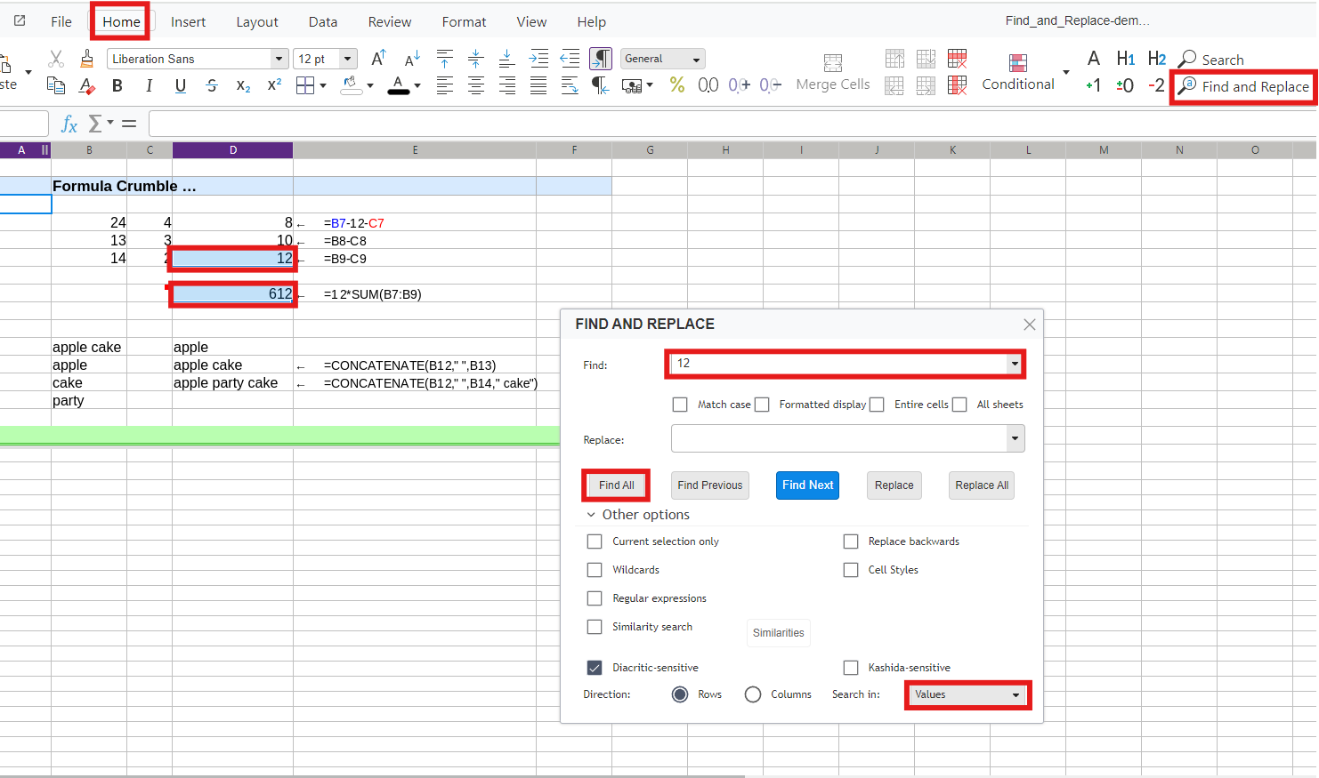 How to use Find and Replace in Collabora Online Calc Spreadsheets - Collabora Online and ...