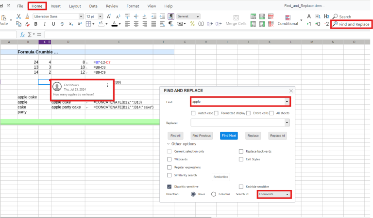 How To Use Find And Replace In Collabora Online Calc Spreadsheets Collabora Online And
