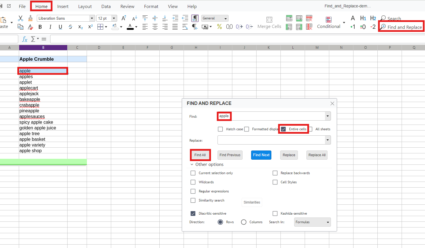 How to use Find and Replace in Collabora Online Calc Spreadsheets - Collabora Online and ...
