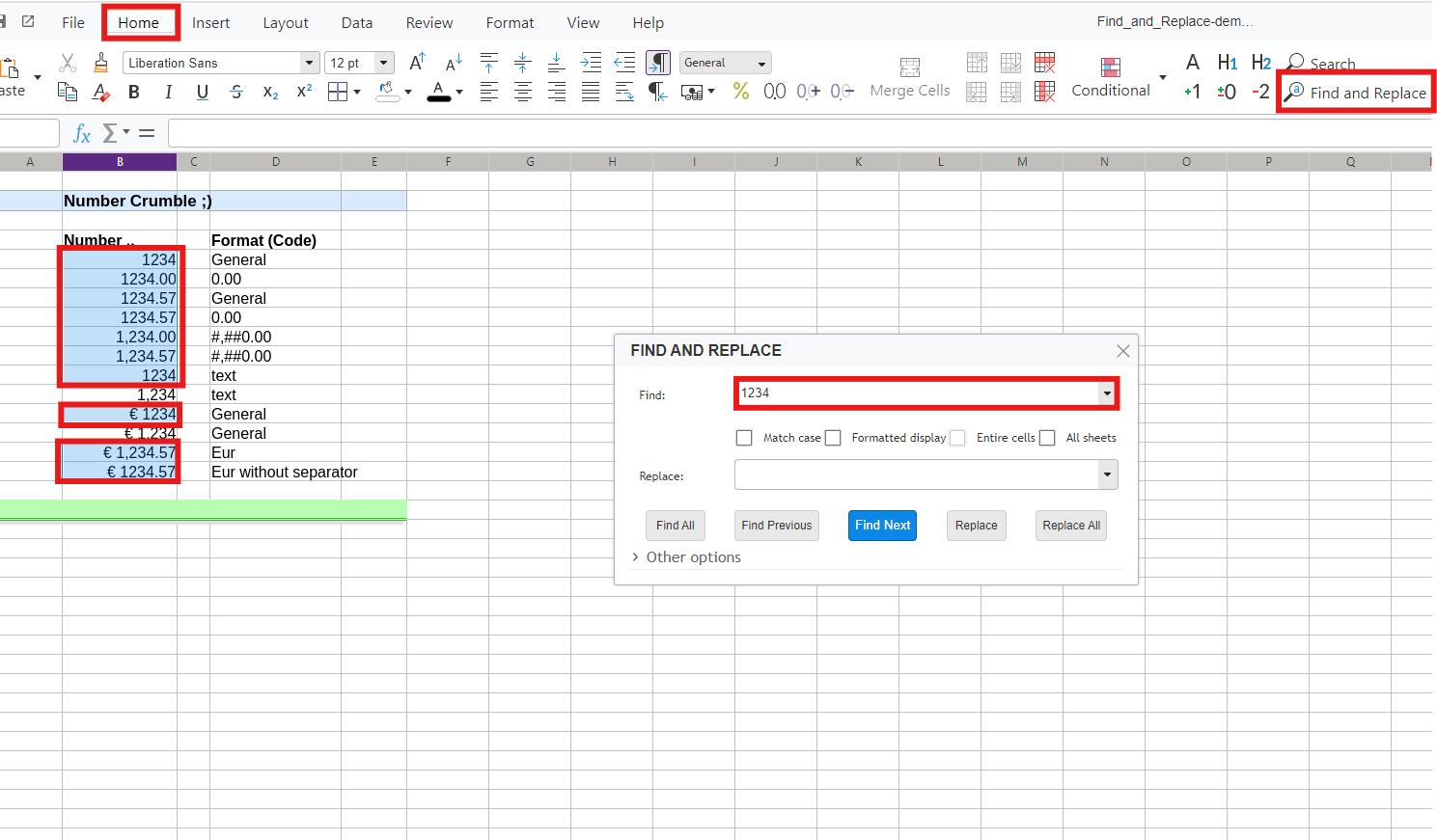 How to use Find and Replace in Collabora Online Calc Spreadsheets ...
