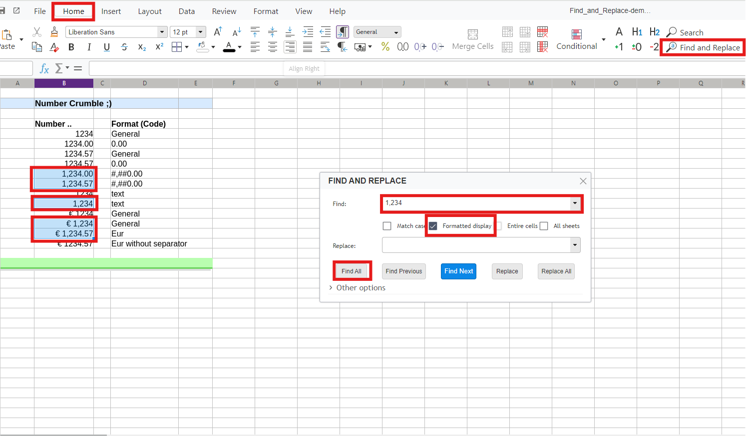 How to use Find and Replace in Collabora Online Calc Spreadsheets ...