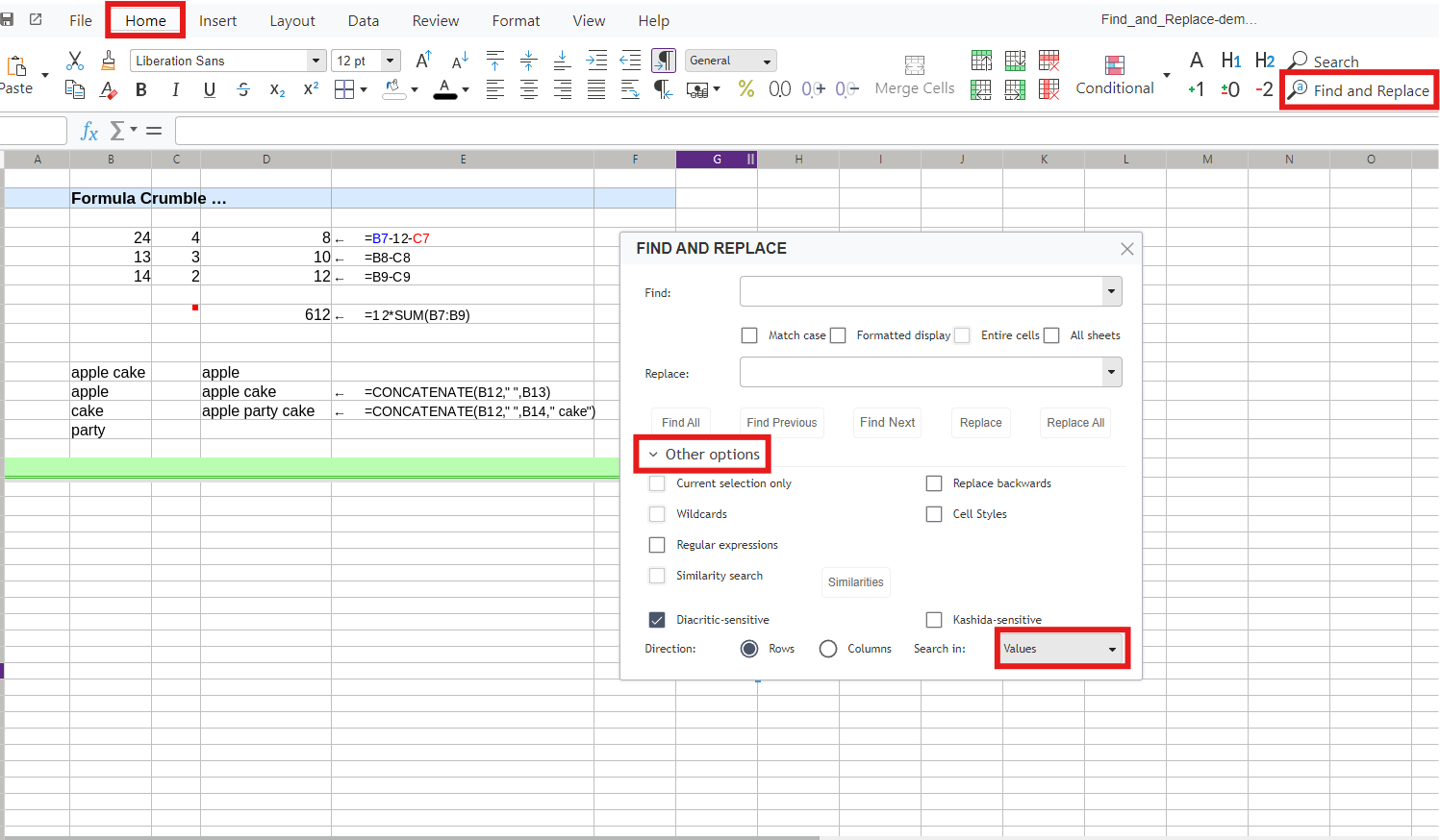 How To Use Find And Replace In Collabora Online Calc Spreadsheets Collabora Online And
